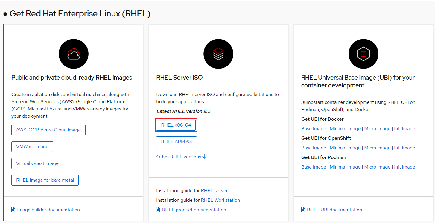 Red Hat Enterprise Linux (RHEL)9.2のダウンロード及び初期セットアップ手順