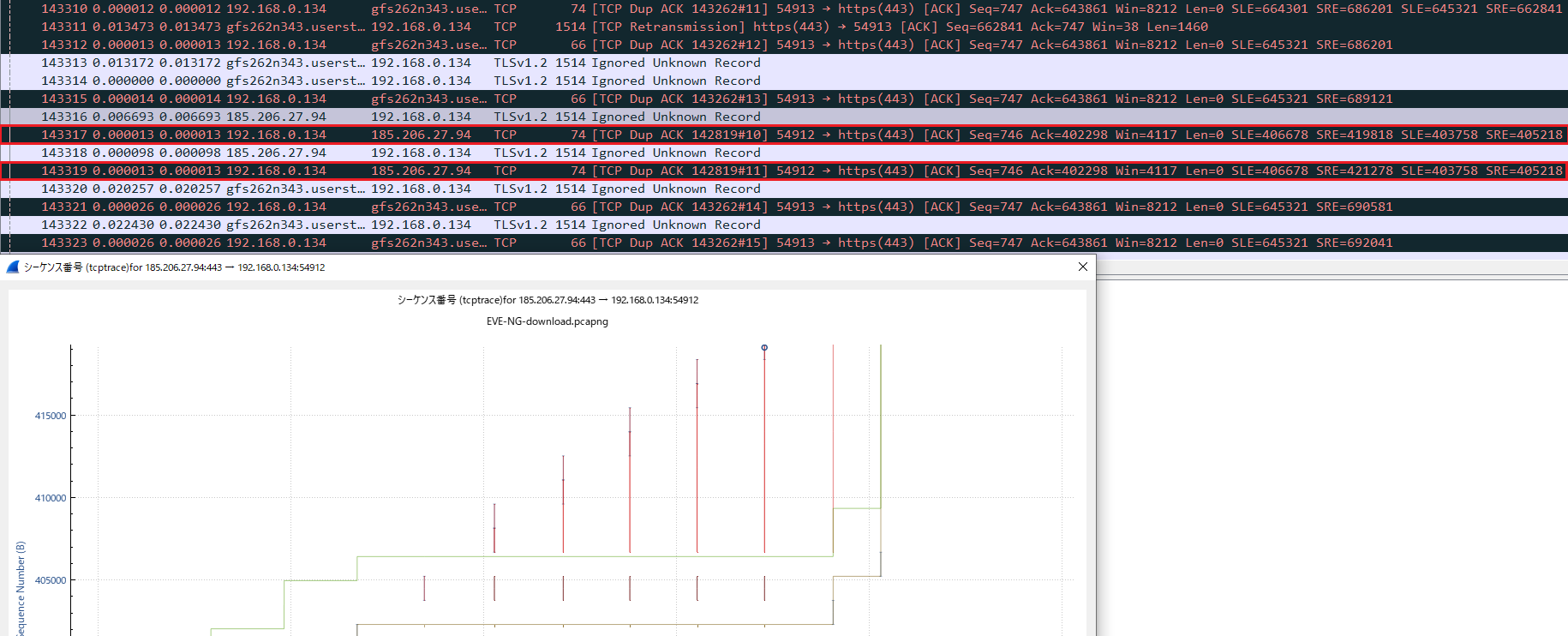 wiresharkのTCPストリームグラフについて解説-Part1
