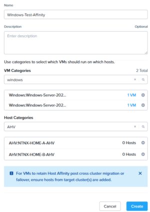[Nutanix]Prism CentralからVM-Host Affinity Policesを試してみた